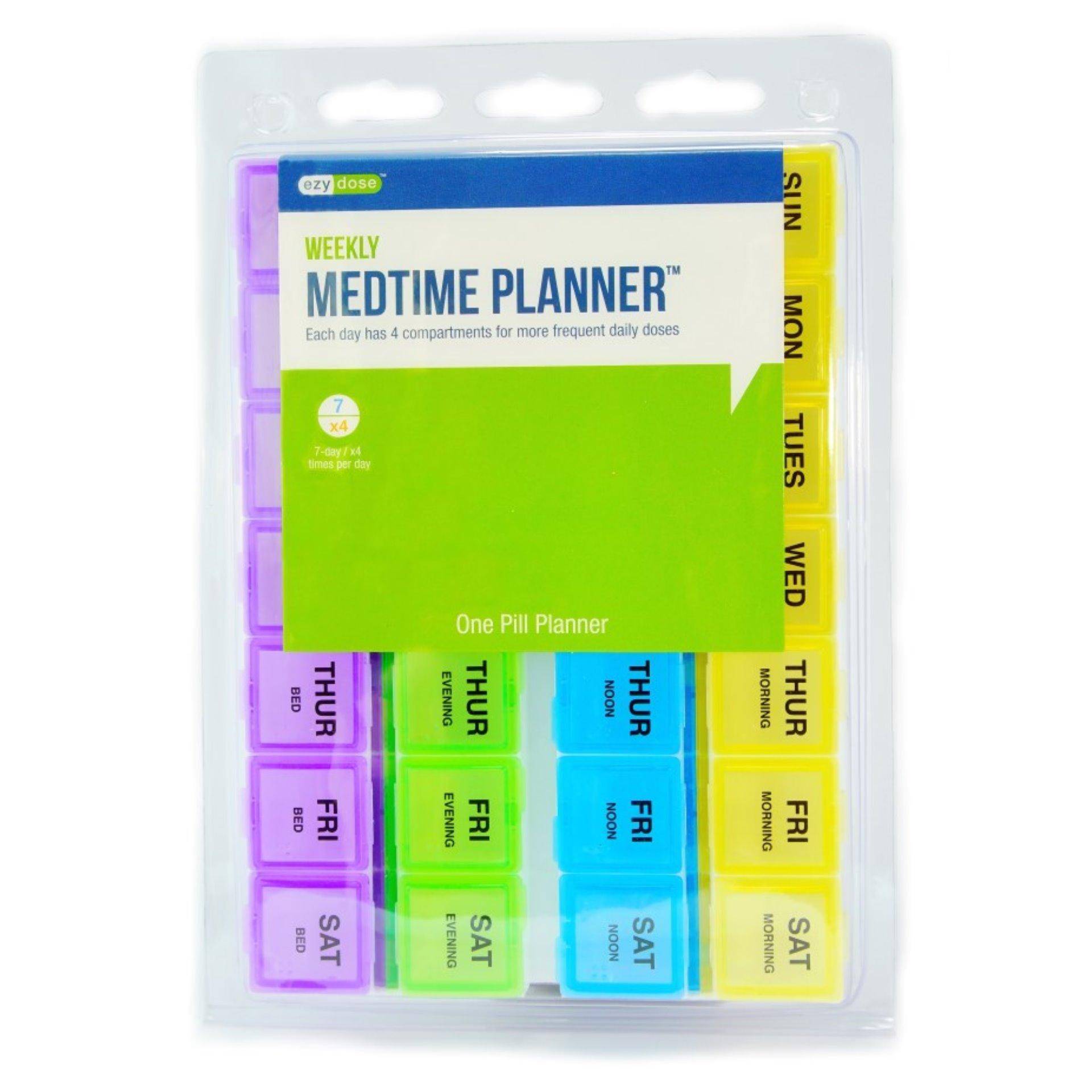 EZY DOSE Weekly Four Times Daily Pill Tablet Medtime Planner box Container
