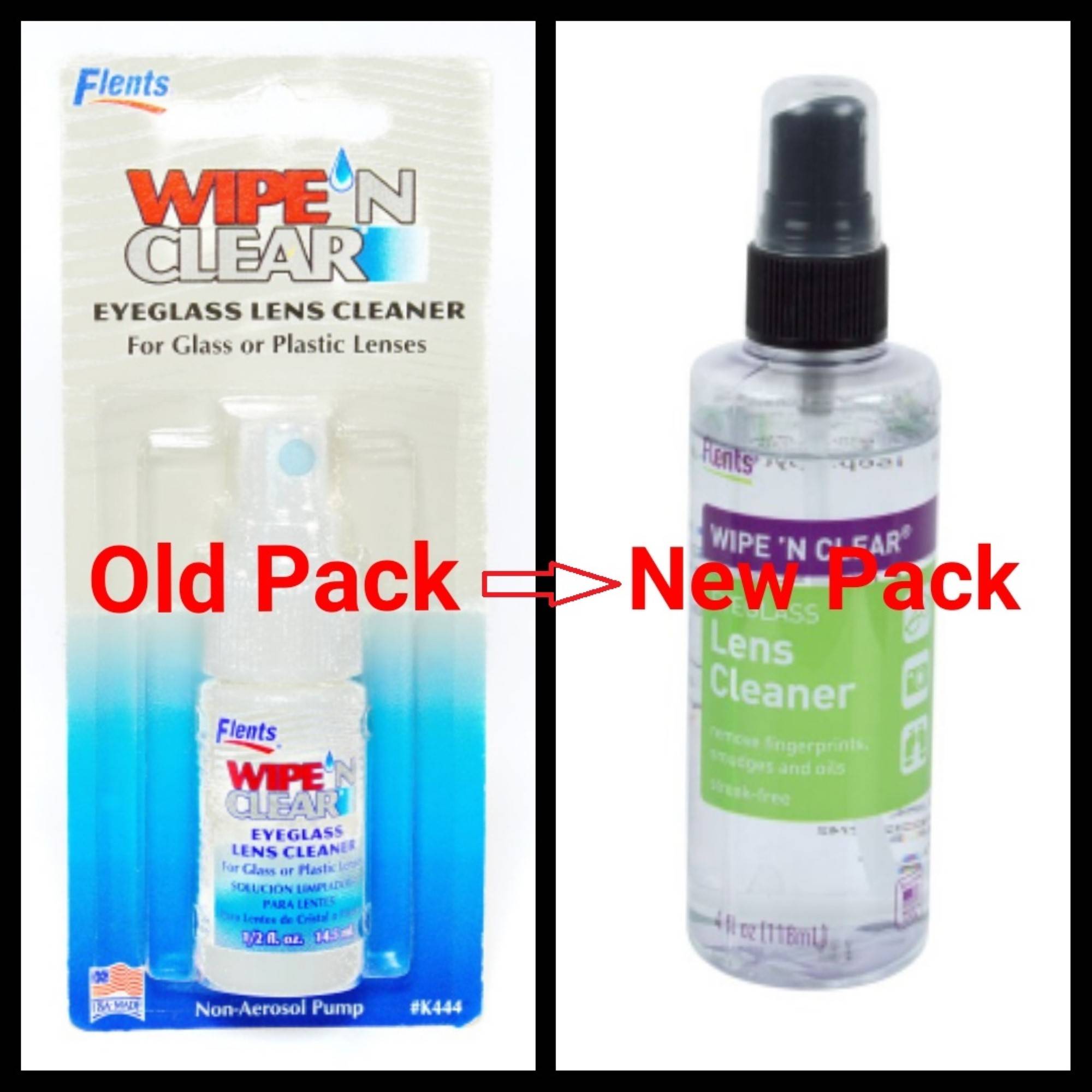 FLENT'S WIPE 'N CLEAR EYEGLASS LENS CLEANER FOR GLASS OR PLASTIC LENSES ...