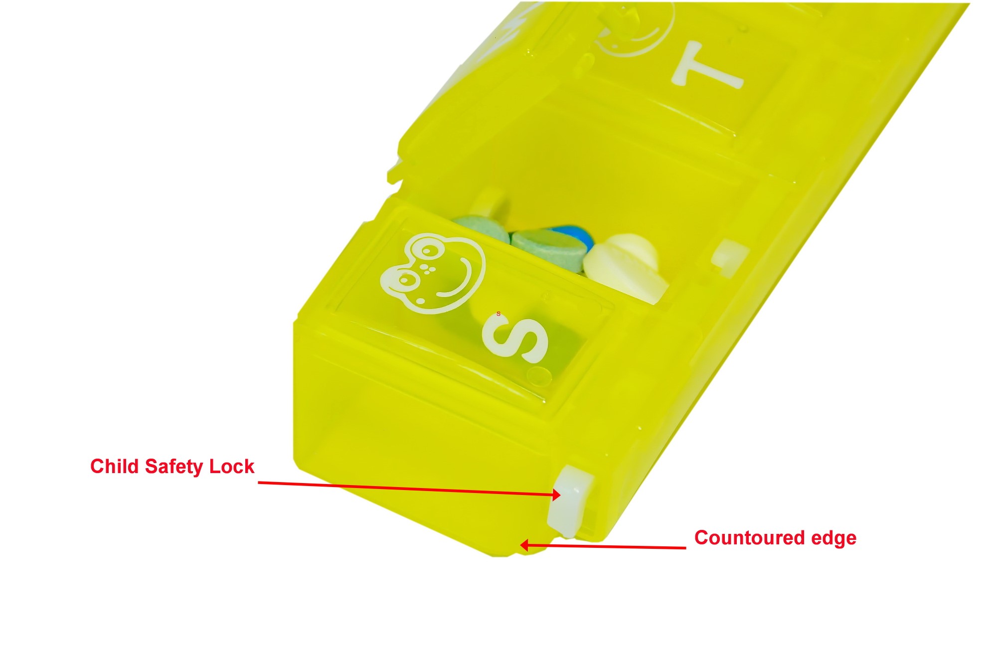 EZY DOSE KIDS WEEKLY CONTOURED LOCKING PILL PLANNER BOX CONTAINER ORGANIZER